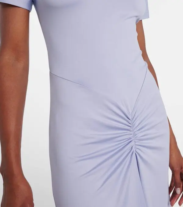 Victoria Beckham Gathered Jersey Midi Dress - Blue