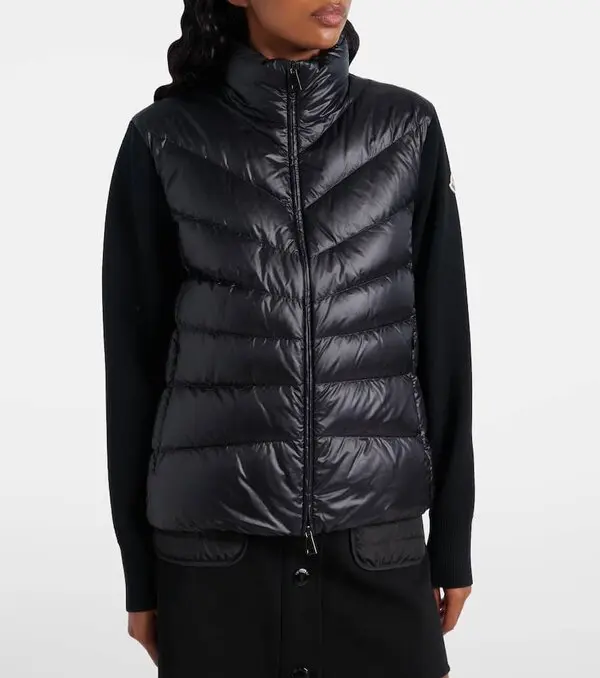 Moncler Down-paneled Virgin Wool Cardigan