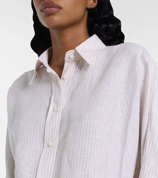 Brunello Cucinelli Monili Striped Oversized Linen Shirt