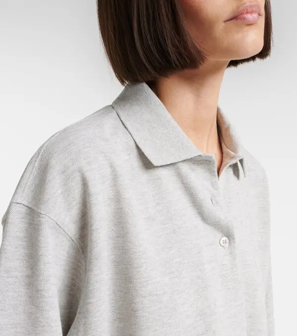 Saint Laurent Cassandre Cotton-blend Piqué Polo Shirt - Grey