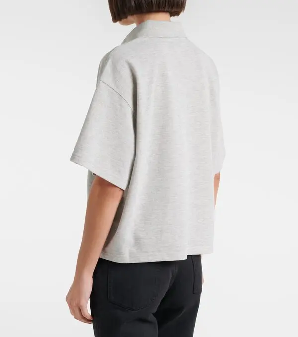 Saint Laurent Cassandre Cotton-blend Piqué Polo Shirt - Grey