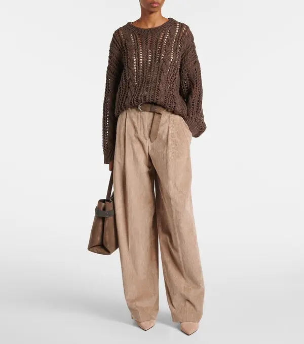 Brunello Cucinelli Monili Suede Slingback Pumps - Neutrals