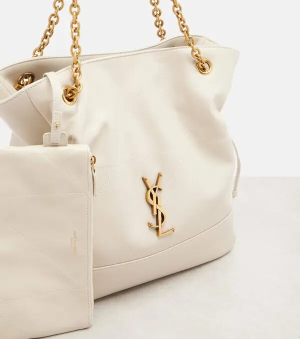 Saint Laurent Jamie Shopping Small Leather Shoulder Bag - White