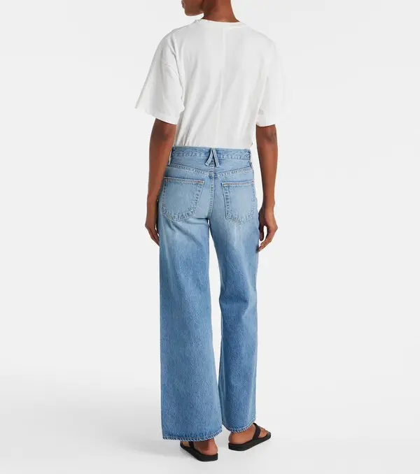 SLVRLAKE Selena Mid-rise Wide-leg Jeans In Santa Ynez - Blue