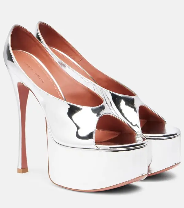 Amina Muaddi Anok 155 Platform Pumps - Silver