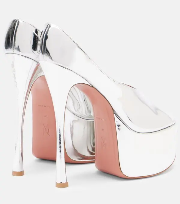 Amina Muaddi Anok 155 Platform Pumps - Silver