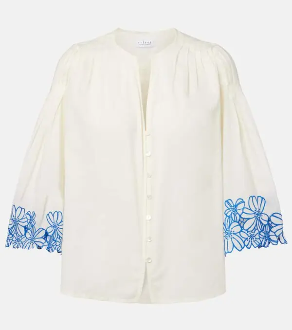 Velvet By Graham & Spencer Blake Embroidered Cotton Blouse