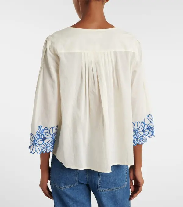 Velvet By Graham & Spencer Blake Embroidered Cotton Blouse