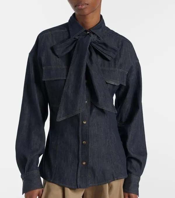 Brunello Cucinelli Bow-tie Cotton Blouse