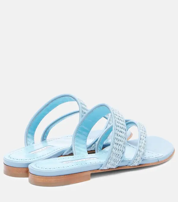 Manolo Blahnik Susara Raffia Thong Sandals