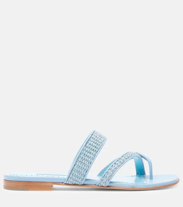 Manolo Blahnik Susara Raffia Thong Sandals