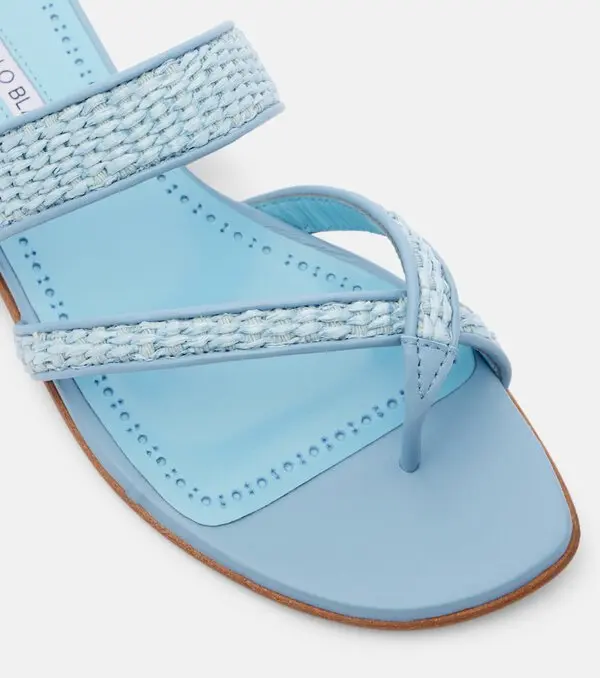 Manolo Blahnik Susara Raffia Thong Sandals