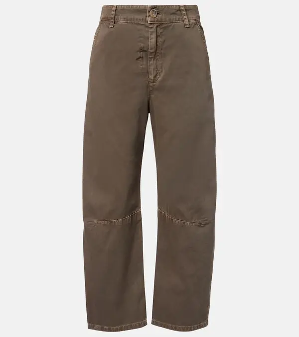 Velvet By Graham & Spencer Alexis Cotton Twill Barrel-leg Pants - Brown