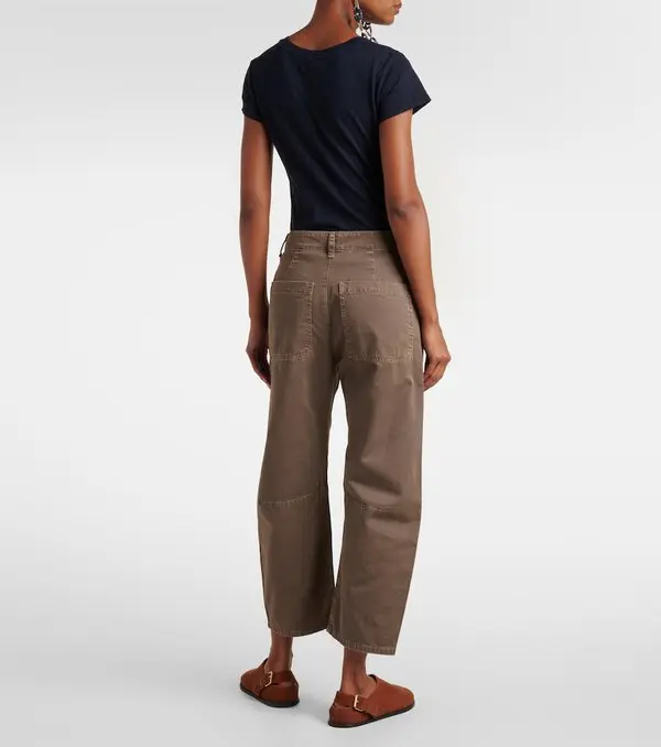 Velvet By Graham & Spencer Alexis Cotton Twill Barrel-leg Pants - Brown