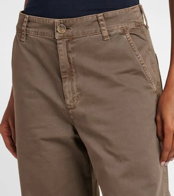 Velvet By Graham & Spencer Alexis Cotton Twill Barrel-leg Pants - Brown