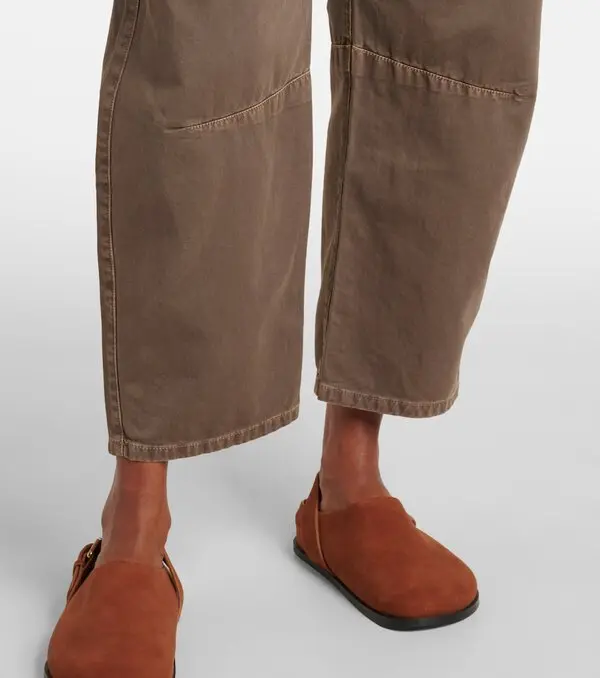 Velvet By Graham & Spencer Alexis Cotton Twill Barrel-leg Pants - Brown