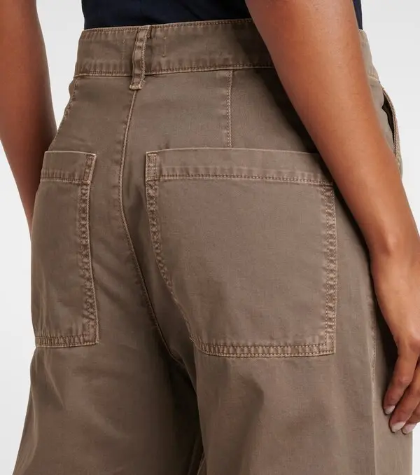 Velvet By Graham & Spencer Alexis Cotton Twill Barrel-leg Pants - Brown