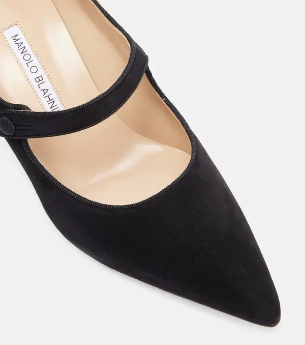 Manolo Blahnik Campariba Suede Mary Jane Pumps