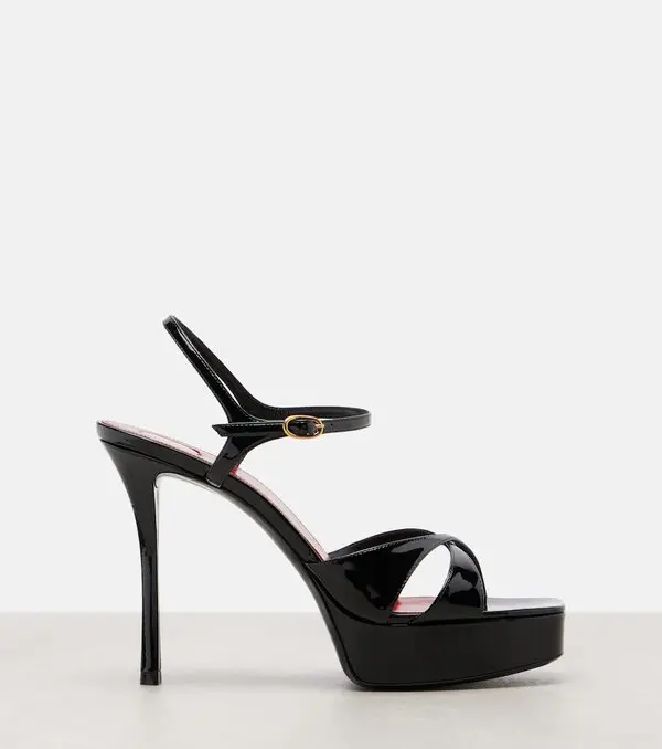 Saint Laurent Debbie 85 Patent Leather Platform Sandals