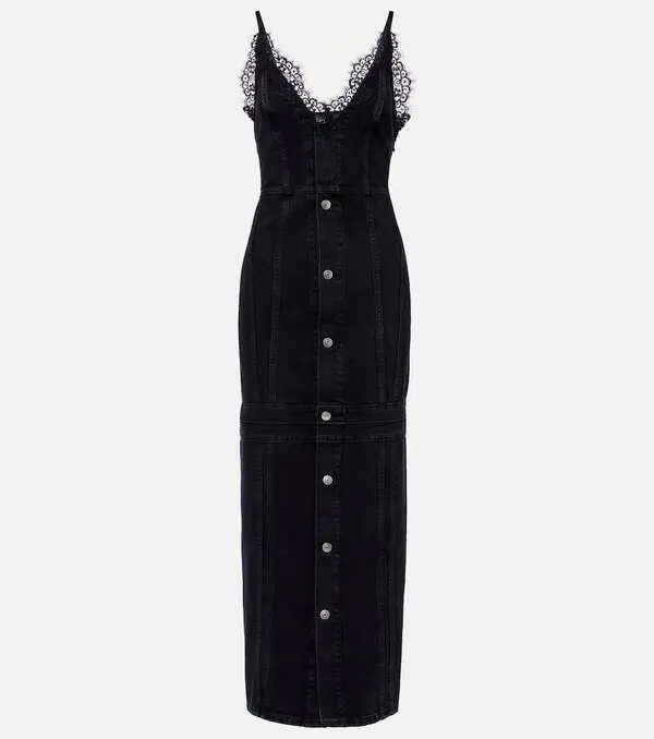 Stella McCartney Lace-trimmed Denim Maxi Dress - Black