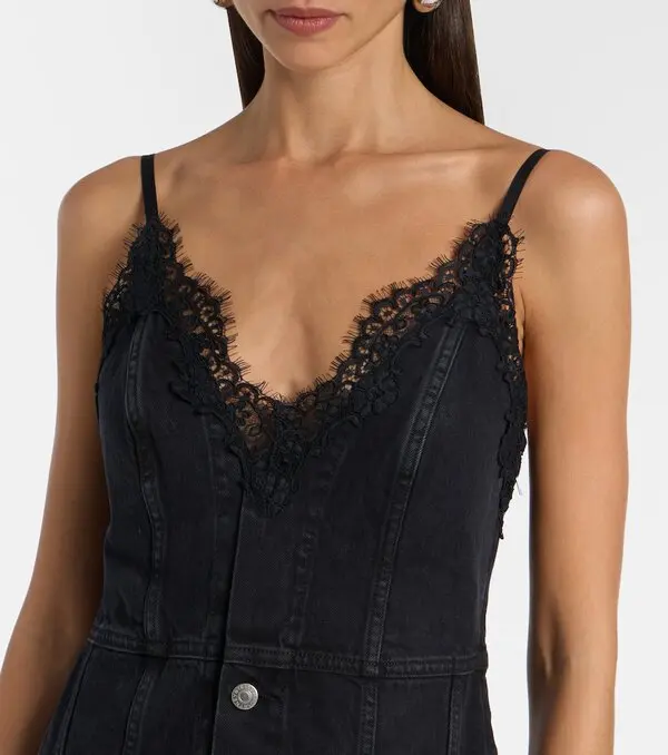 Stella McCartney Lace-trimmed Denim Maxi Dress