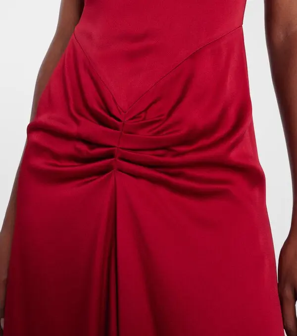 Victoria Beckham Gathered Satin Midi Dress