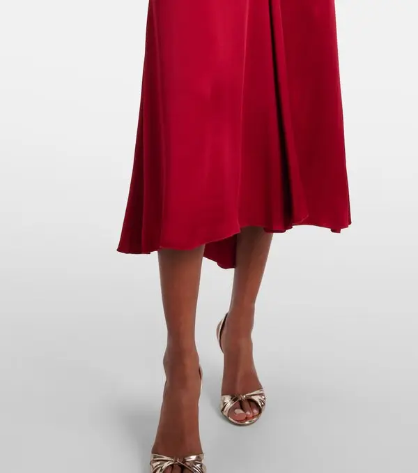 Victoria Beckham Gathered Satin Midi Dress