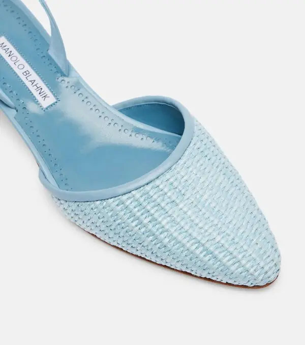 Manolo Blahnik Raffia Slingback Pumps - Blue