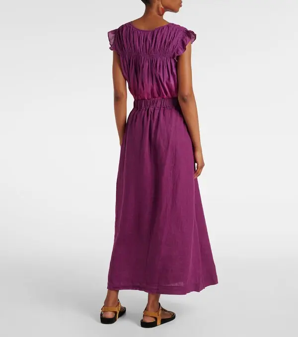 Velvet By Graham & Spencer Linda Linen Maxi Skirt - Purple