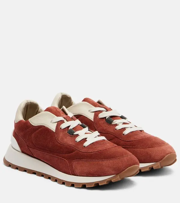 Brunello Cucinelli Monili Suede Sneakers - Brown