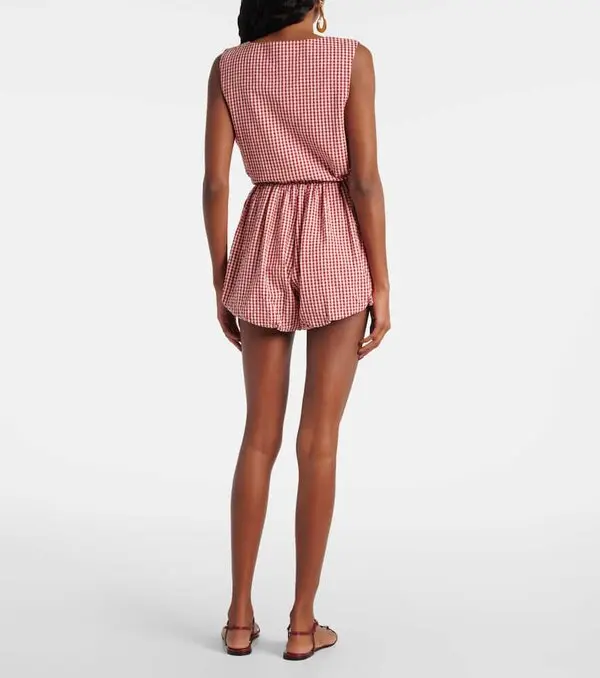 Posse Aurelia Gingham Cotton Shorts - Red
