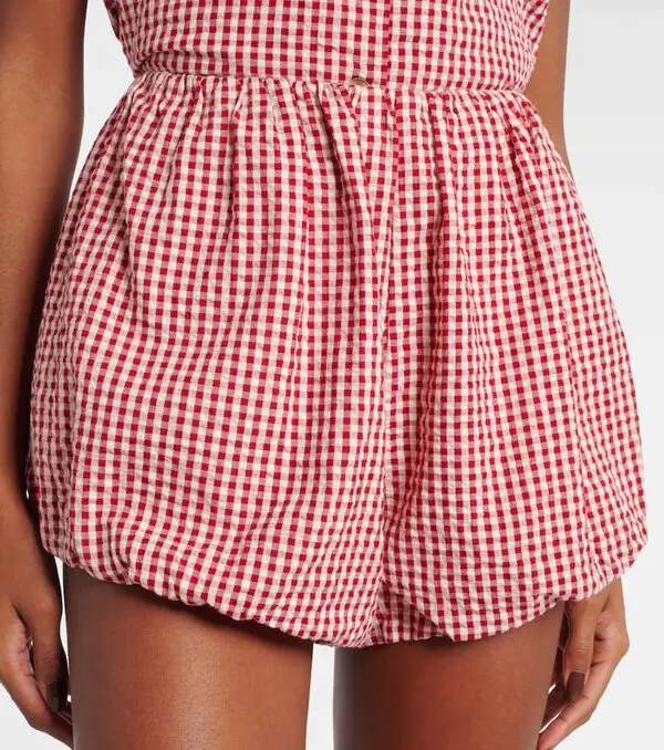 Posse Aurelia Gingham Cotton Shorts - Red