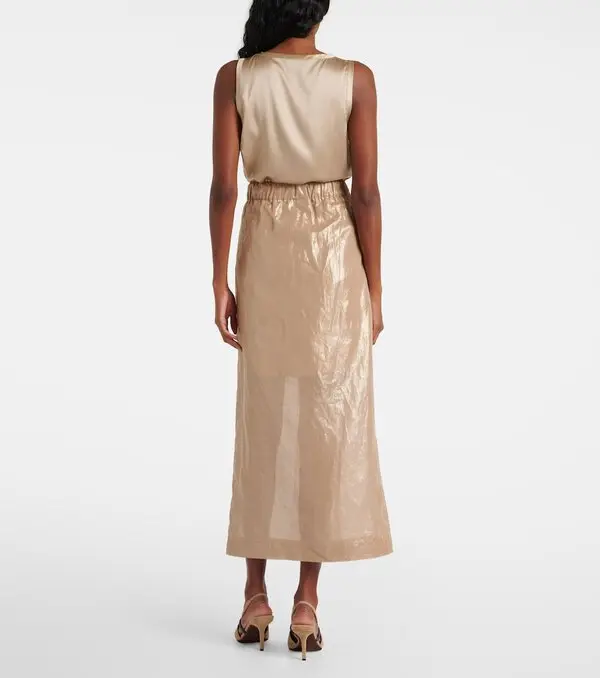 Brunello Cucinelli Coated Cotton Wrap Skirt