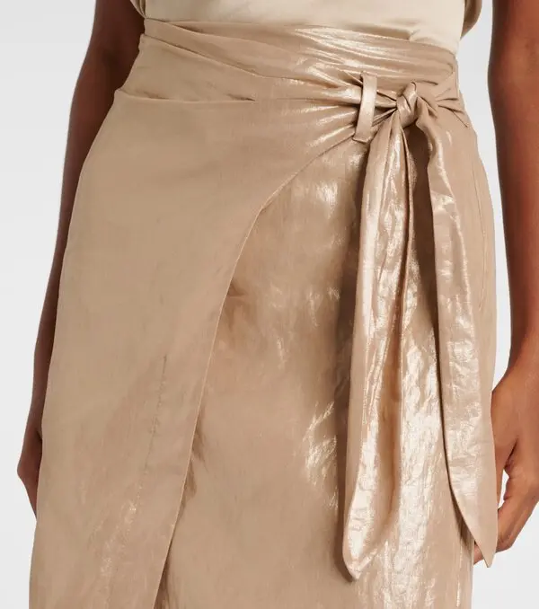 Brunello Cucinelli Coated Cotton Wrap Skirt