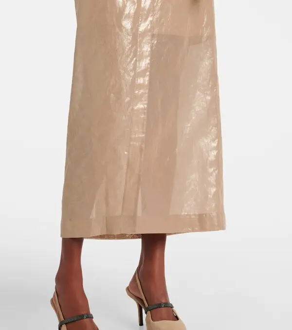 Brunello Cucinelli Coated Cotton Wrap Skirt