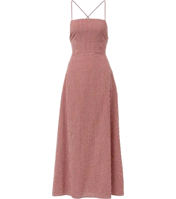 Posse Lori Gingham Cotton Maxi Dress - Red