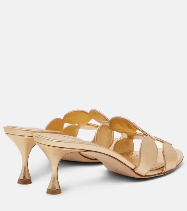 Manolo Blahnik Haribalmu 50 Leather Mules - Gold