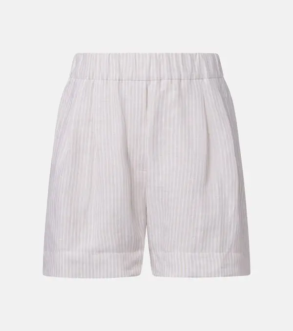 Brunello Cucinelli Striped Linen Bermuda Shorts - Beige