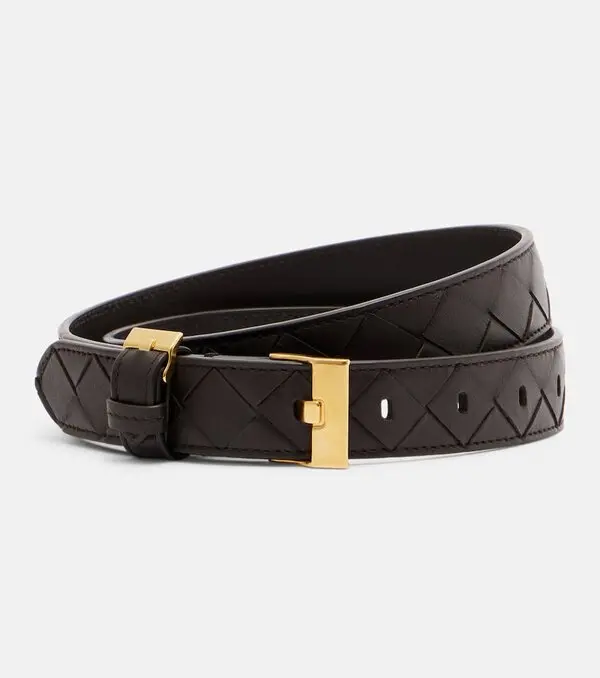 Bottega Veneta Intrecciato Leather Belt - Brown