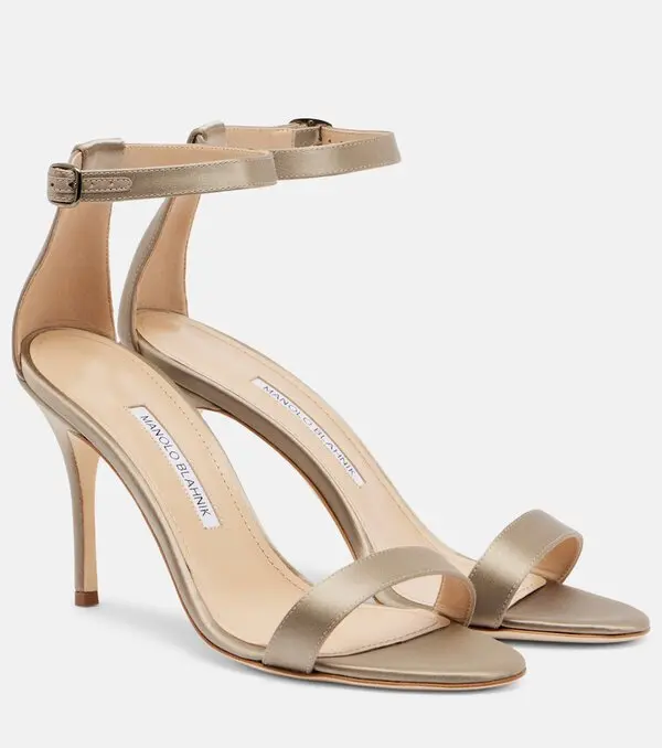 Manolo Blahnik Chaos Satin Sandals - Beige