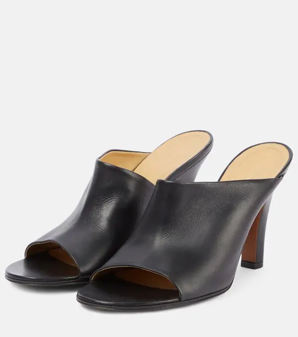 THE ROW Signum 90 Leather Mules - Black