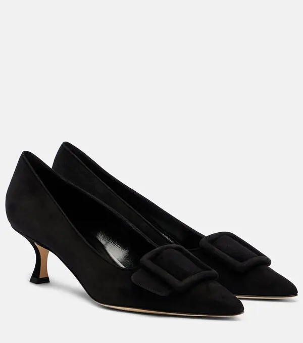 Manolo Blahnik Maysale 50 Suede Pumps - Black