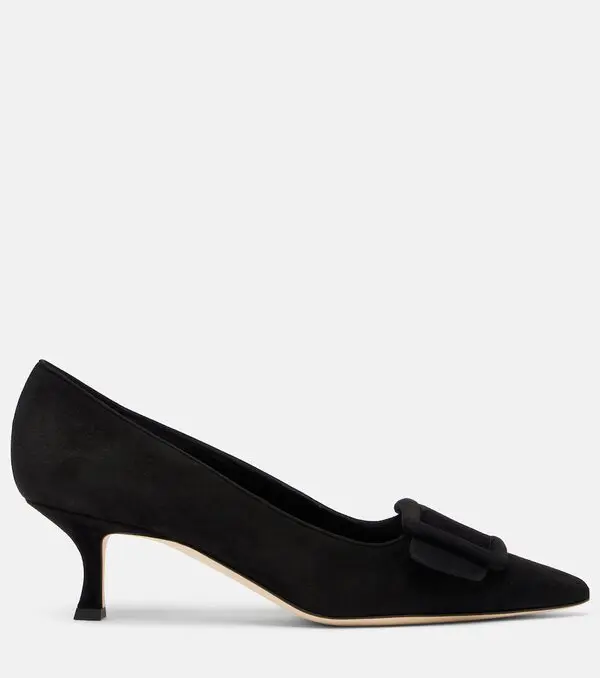 Manolo Blahnik Maysale 50 Suede Pumps - Black