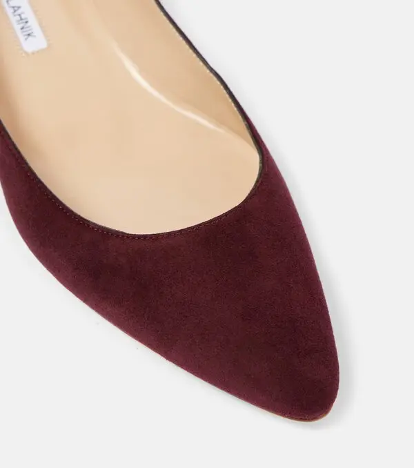 Manolo Blahnik Bb Suede Ballet Flats - Red