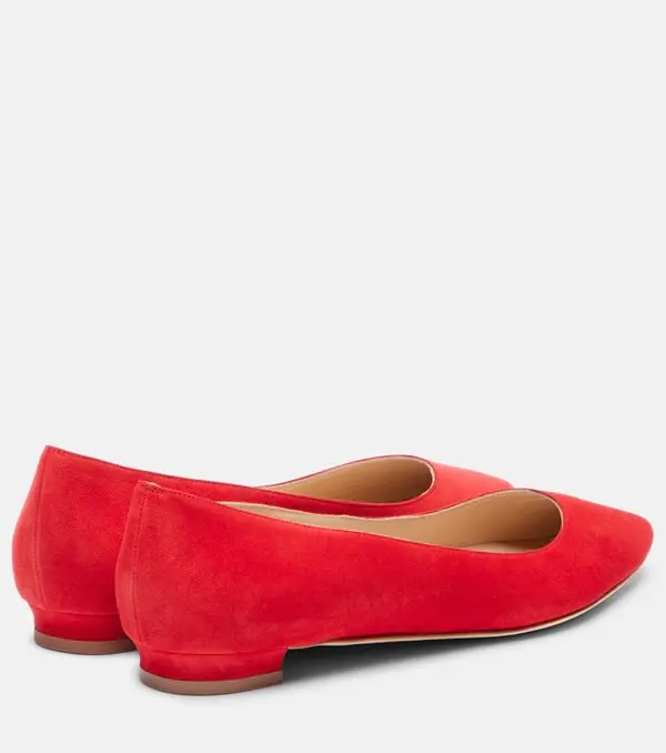 Manolo Blahnik Bb Suede Ballet Flats - Red