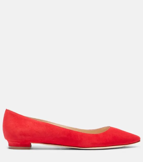 Manolo Blahnik Bb Suede Ballet Flats - Red