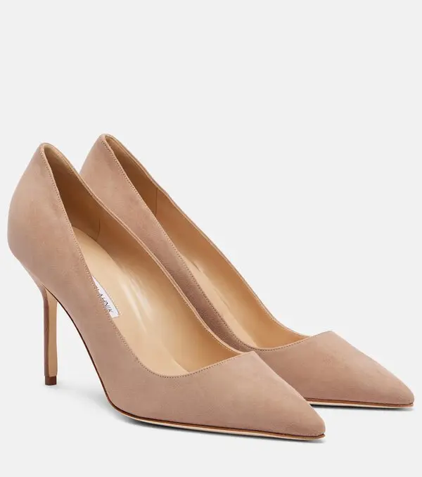 Manolo Blahnik Bb 90 Suede Pumps - Brown
