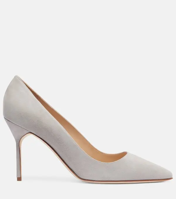 Manolo Blahnik Bb 90 Suede Pumps - Grey