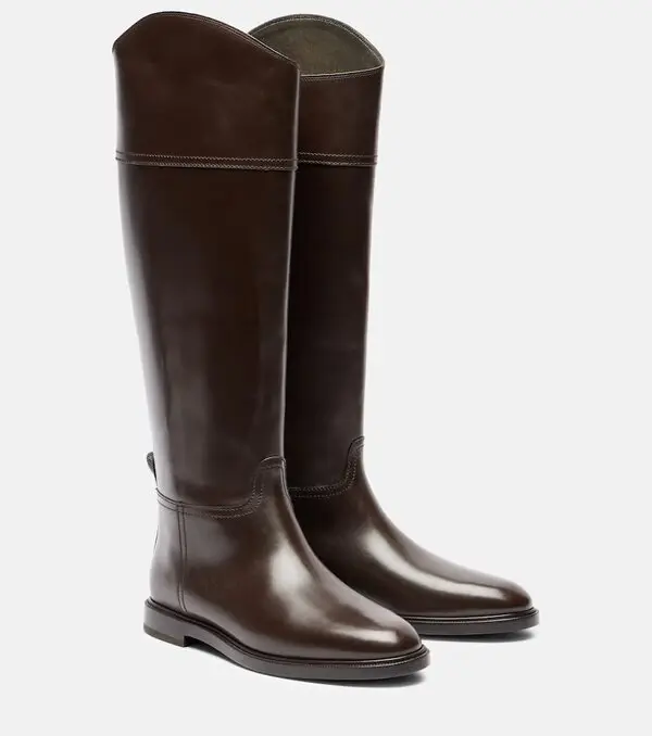 Brunello Cucinelli Monili Leather Knee-high Boots