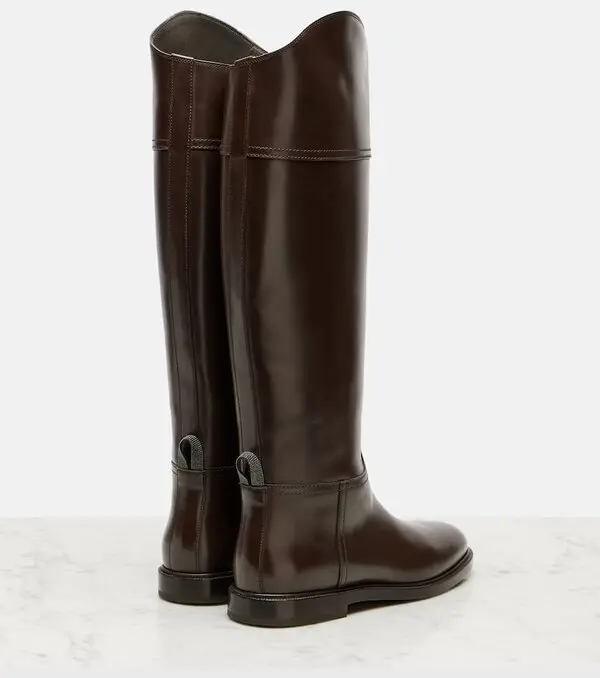 Brunello Cucinelli Monili Leather Knee-high Boots